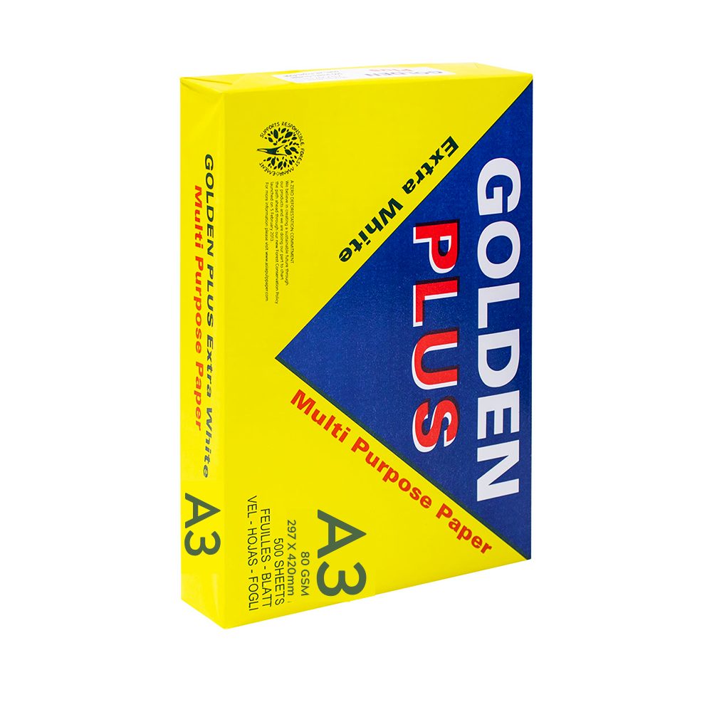 Golden Photocopy Paper 80GSM A3 ,Ream -500 Sheets – Elka International