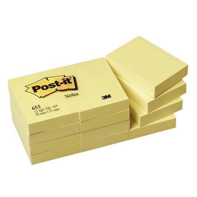 3M Post-it Notes 653 Yellow (100 sheets) 1.5″x2″Inch – Elka International